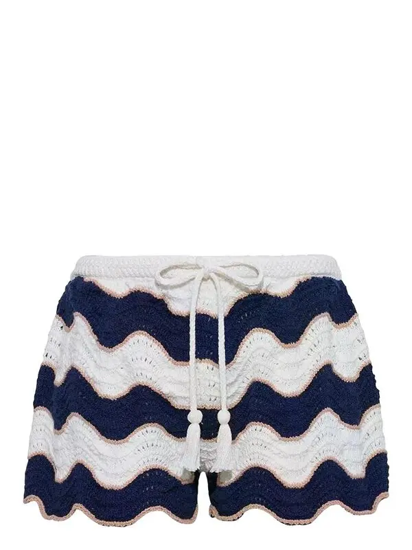 Cara Cara Aicha Wave-stripe Crochet Shorts - White