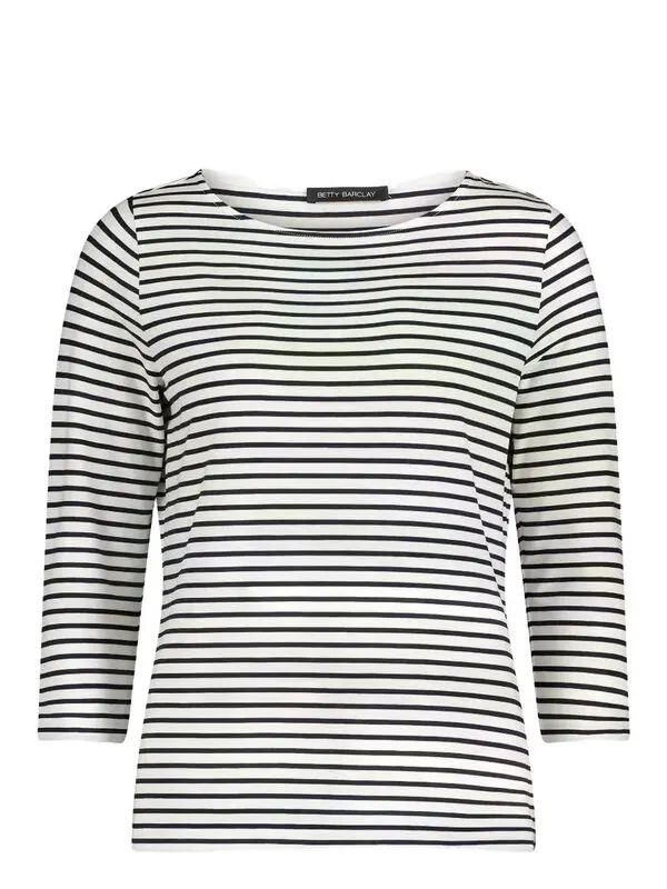 BETTY BARCLAY Striped Three-quarter-sleeve Top - White