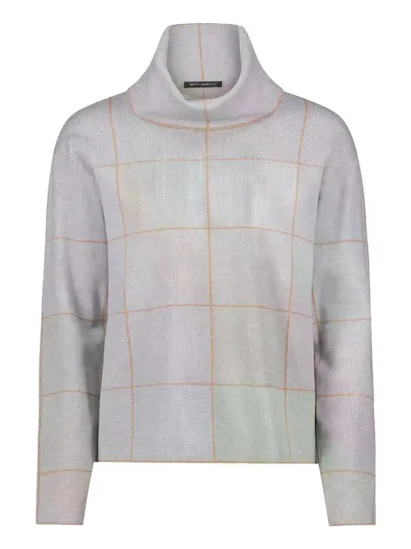 BETTY BARCLAY Check Roll-neck Sweater - Grey