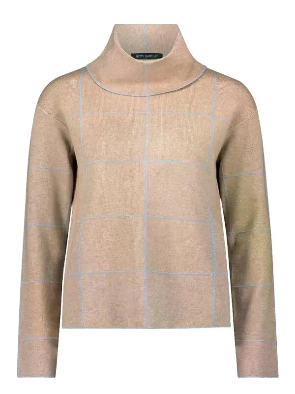 BETTY BARCLAY Check-pattern Roll-neck Sweater - Neutrals