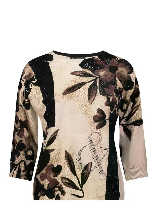 BETTY BARCLAY Floral Print Embellished Sweater - Neutrals