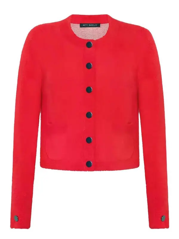 BETTY BARCLAY Button-up Cardigan With Patch Pockets - Red