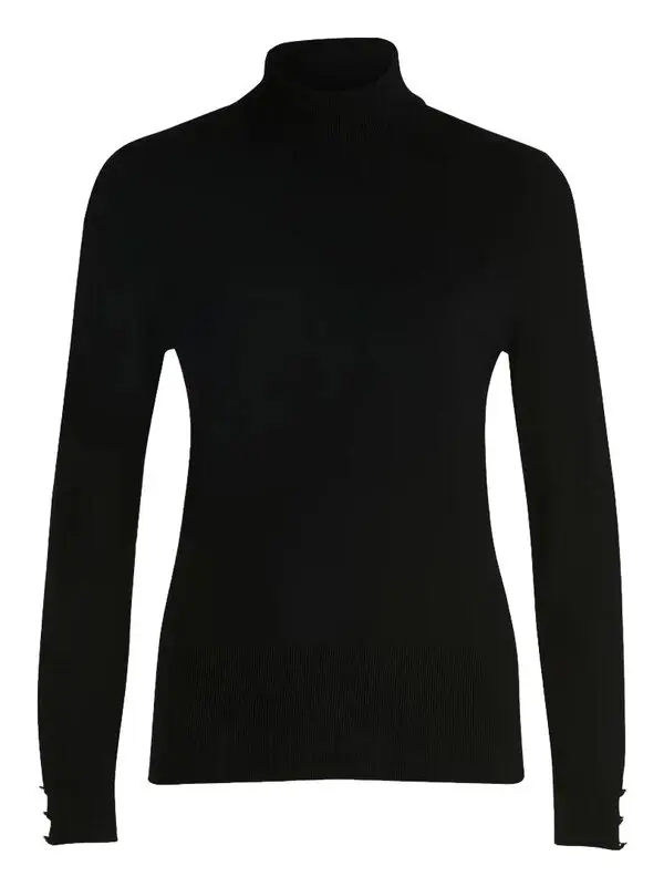 BETTY BARCLAY Button-cuff Turtleneck Top - Black