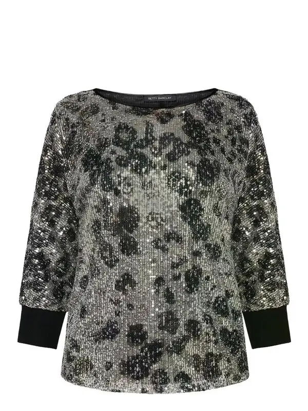 BETTY BARCLAY Sequin Animal-print Blouse - Silver