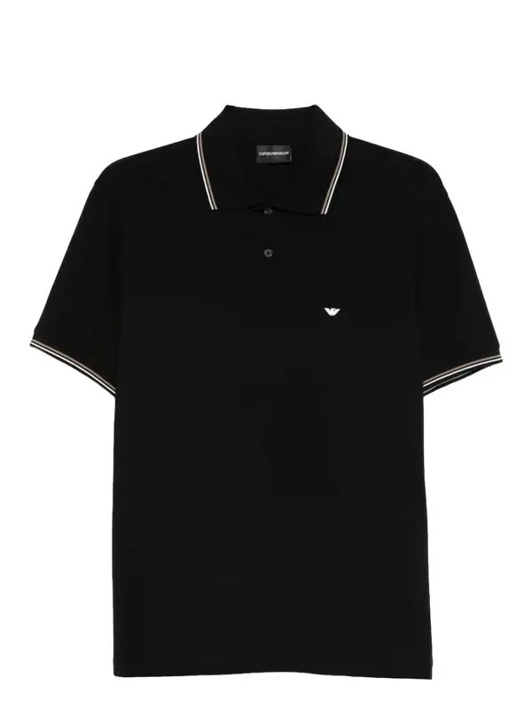 Emporio Armani Logo-embroidered Polo Shirt - Black