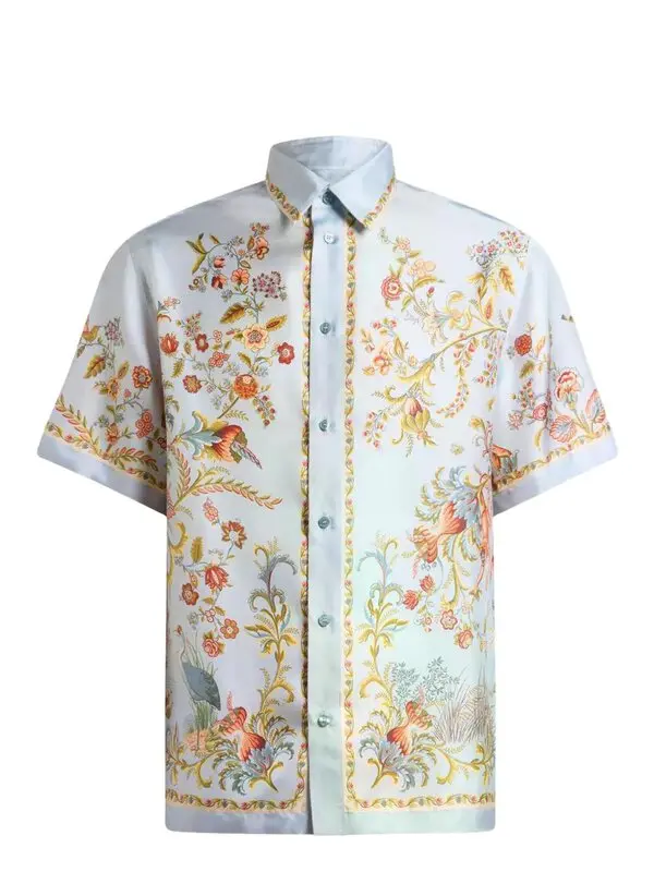 Etro Flora Fauna-print Silk Shirt - Blue