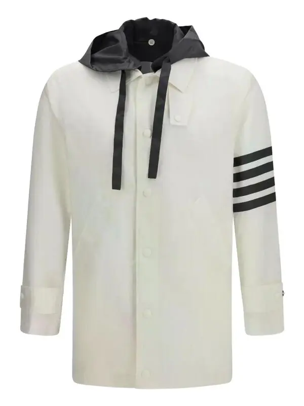 Thom Browne Stripe-detail Hooded Coat - Neutrals