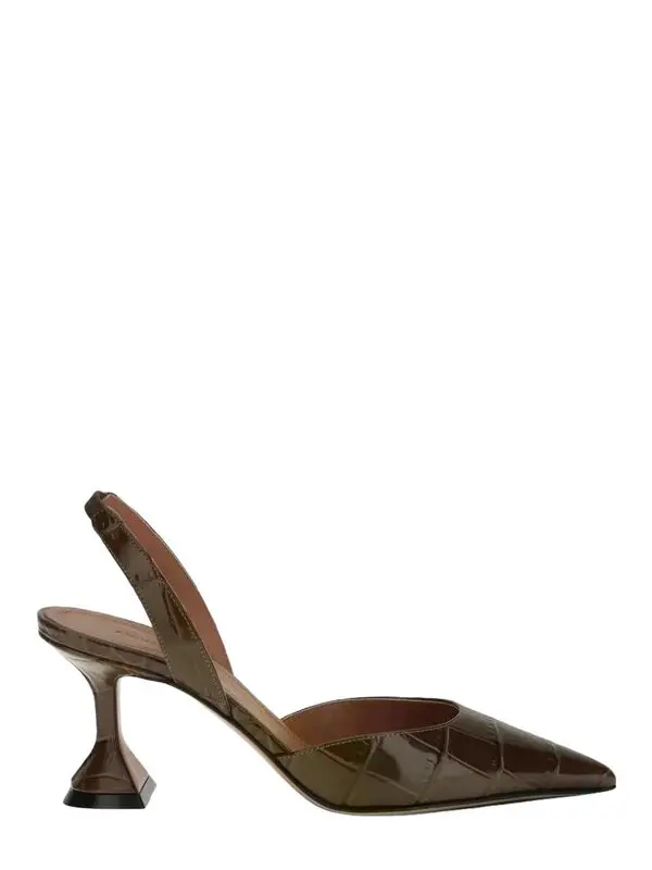 Amina Muaddi Holli Slingback Heeled Pumps - Brown