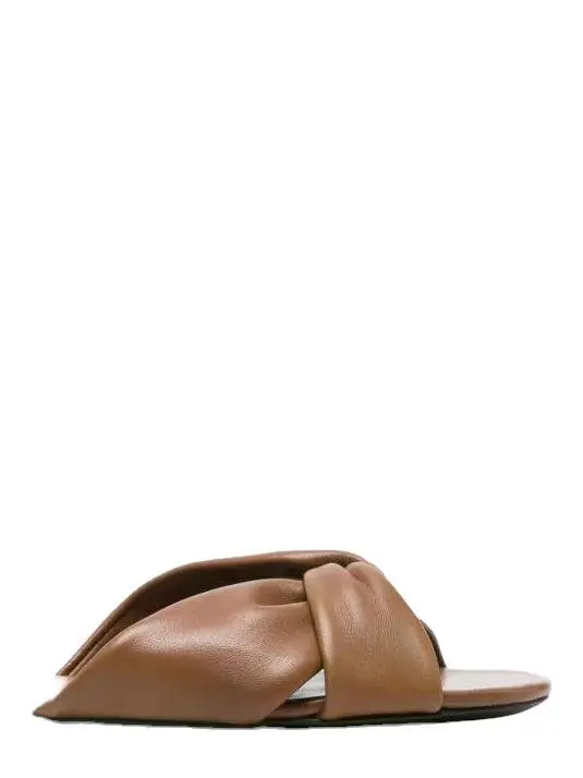 Saint Laurent Knotted Leather Sandals - Brown