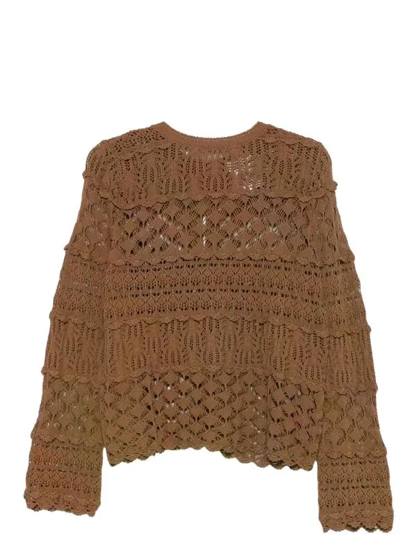 SEMICOUTURE Crochet Knit Cardigan - Brown