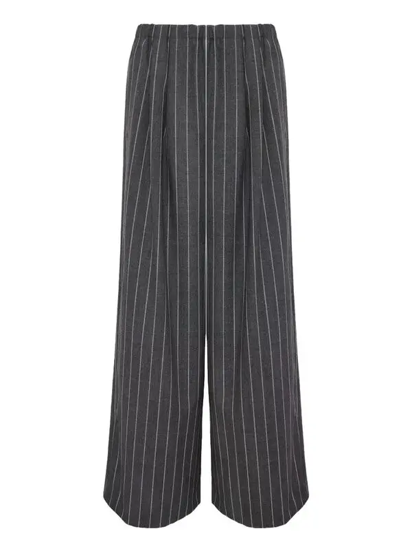 ENFOLD Striped Wide-leg Trousers - Grey