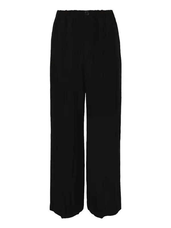 ENFOLD Elasticated-waistband Straight-leg Trousers - Black
