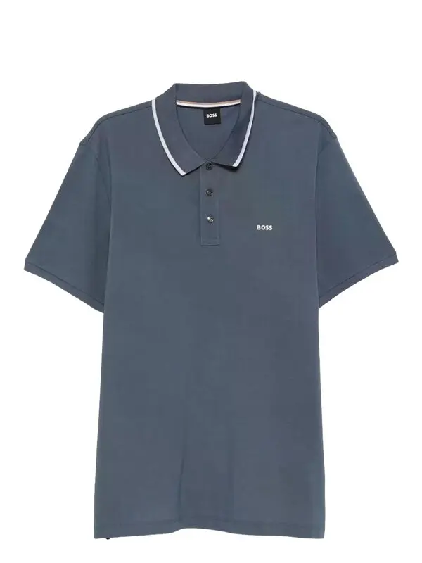 BOSS Logo Trim Polo Shirt - Blue