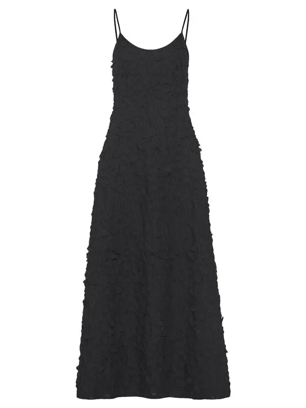 Gabriela Hearst Nexus Embroidered Leaves Maxi Dress - Black