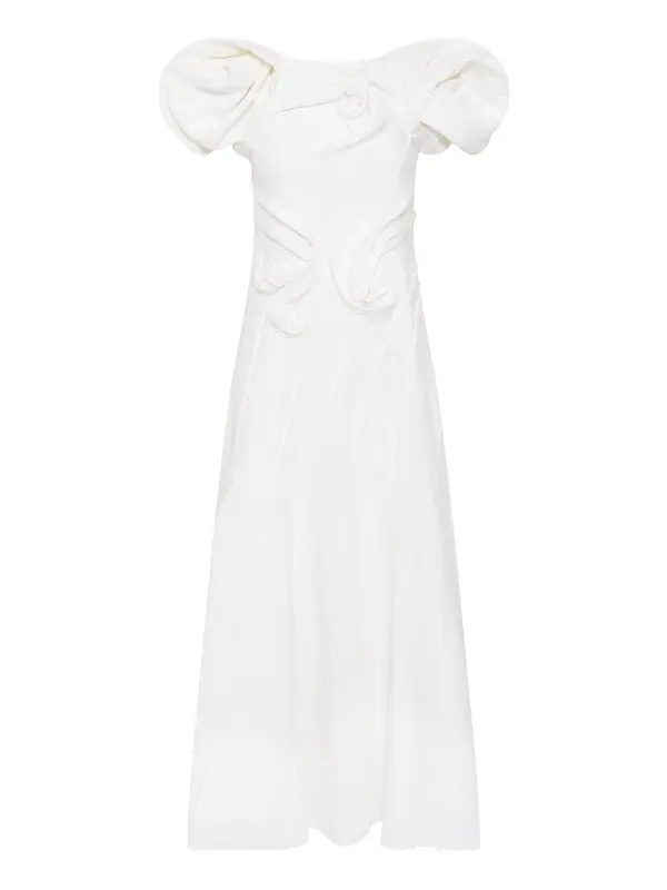 Gabriela Hearst Navi Puff Sleeve Maxi Dress - White