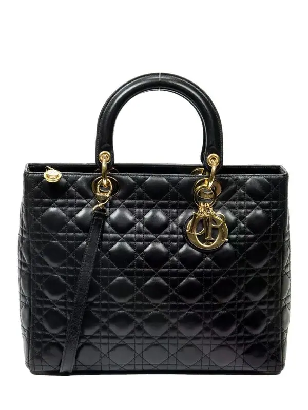 Dior Large Lady Quilted Shoulder Bag - Black