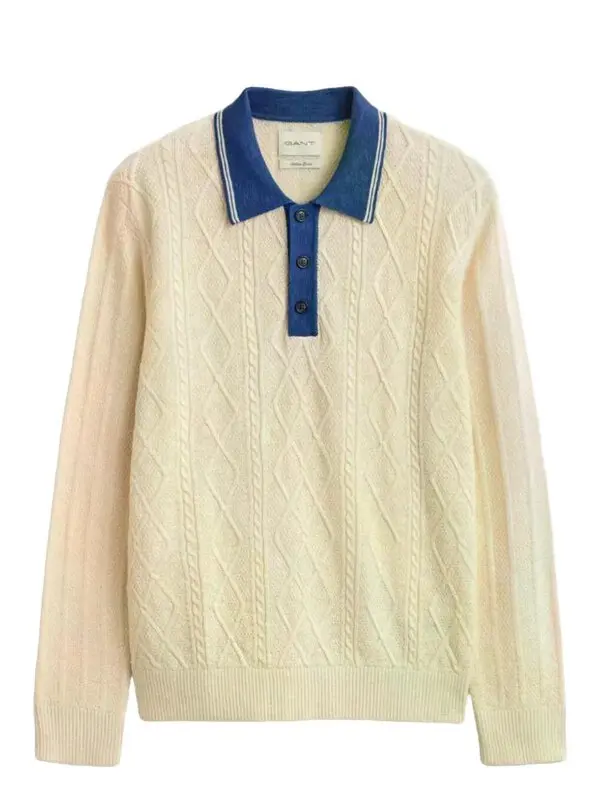 Gant Cable-knit Polo Shirt - Neutrals