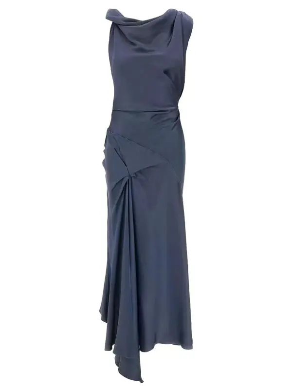 Victoria Beckham Draped Asymmetric Dress - Blue