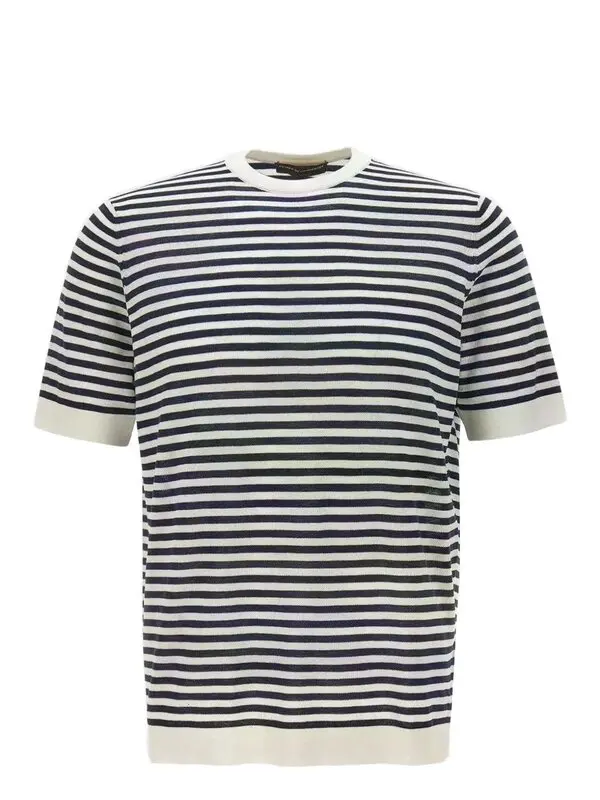 FILIPPO DE LAURENTIIS Striped Ribbed T-shirt - Blue