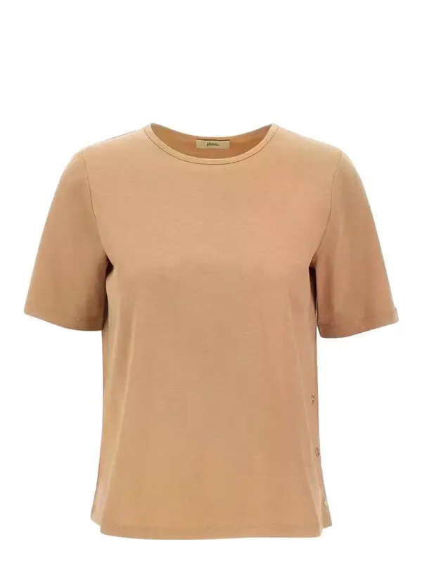Herno Button Side Slit T-shirt - Neutrals