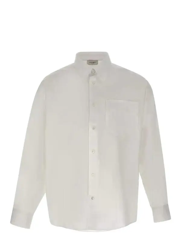 PAOLO PECORA Long-sleeve Patch-pocket Shirt - White