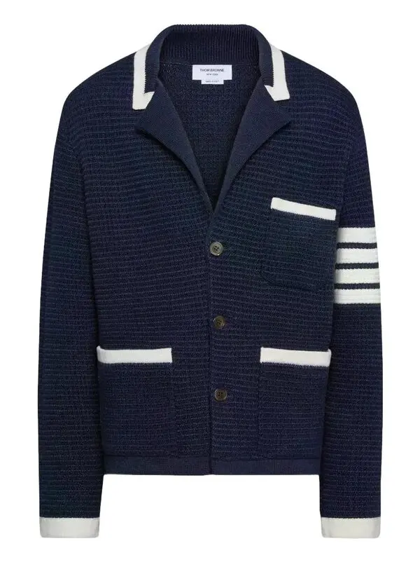 Thom Browne Signature Striped Cardigan Jacket - Blue