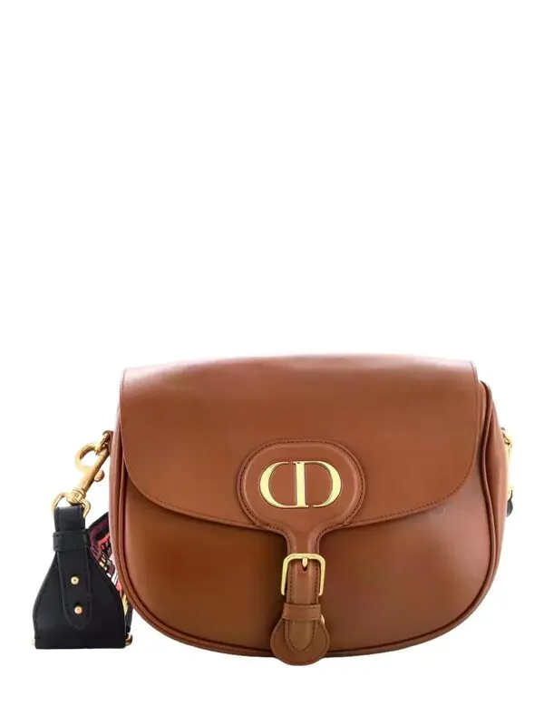 Dior Bobby Flap Leather Large Crossbody Bag - Brown