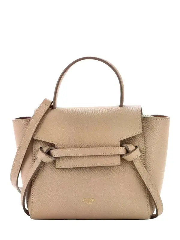 Celine Belt Bag Textured Leather Pico Shoulder Bag - Neutrals