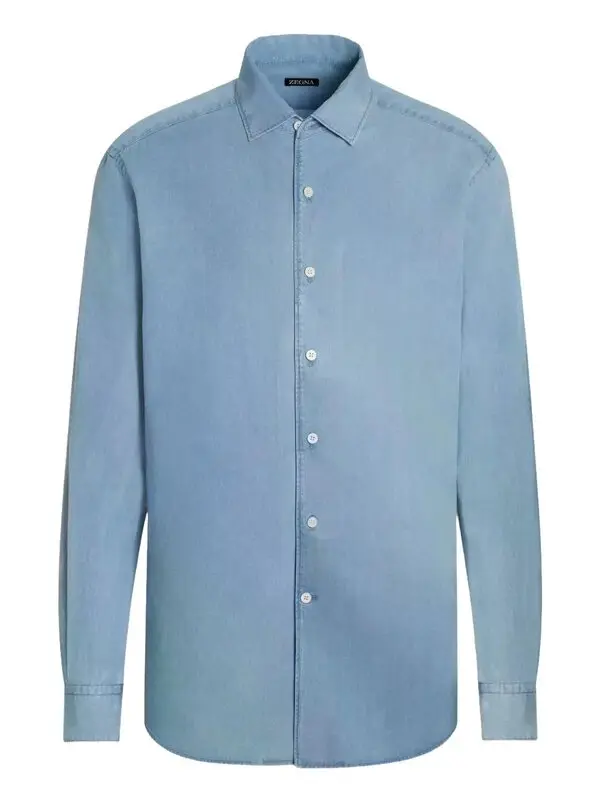 Zegna Cotton Long-sleeve Shirt - Blue