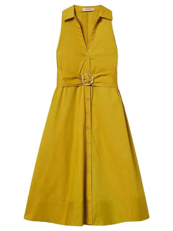TWINSET V-neck Midi Dress - Yellow