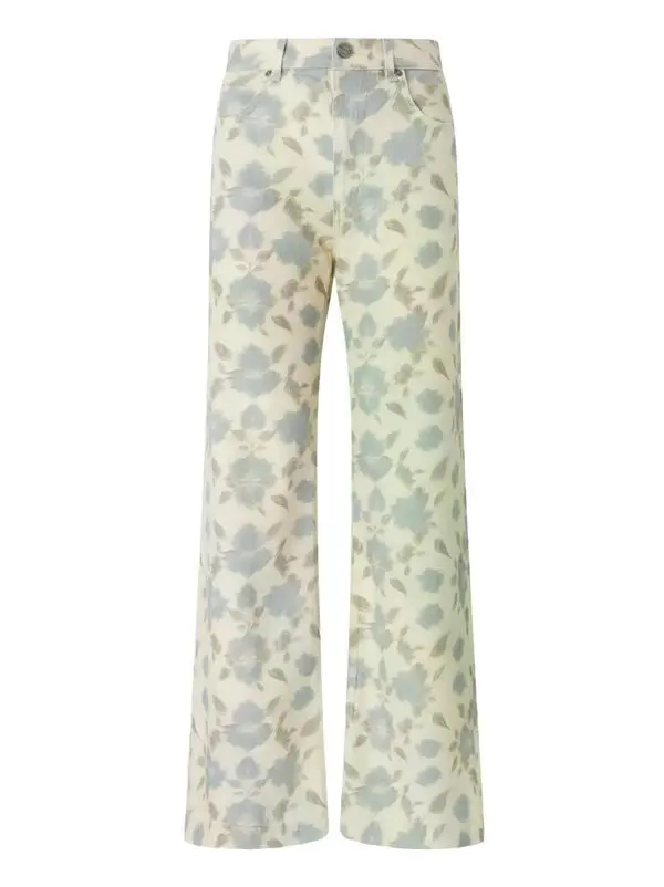 Pinko Floral Wide Leg Jeans - Neutrals
