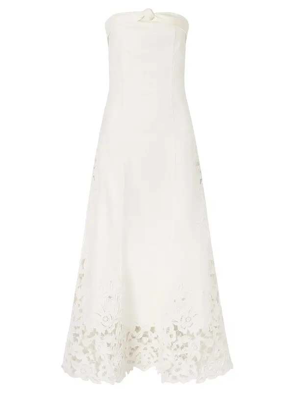 Cult Gaia Embroidered Linen Midi Dress - White