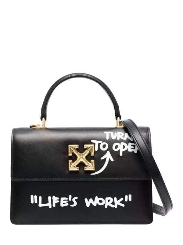 Off-White Jitney 1.4 Leather Tote Bag - Black