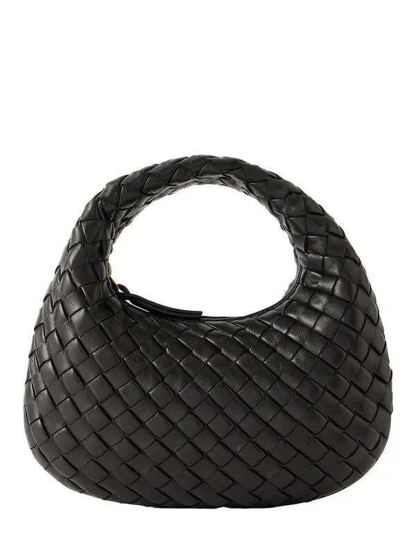 Bottega Veneta Baby Veneta Intrecciato Leather Shoulder Bag - Black