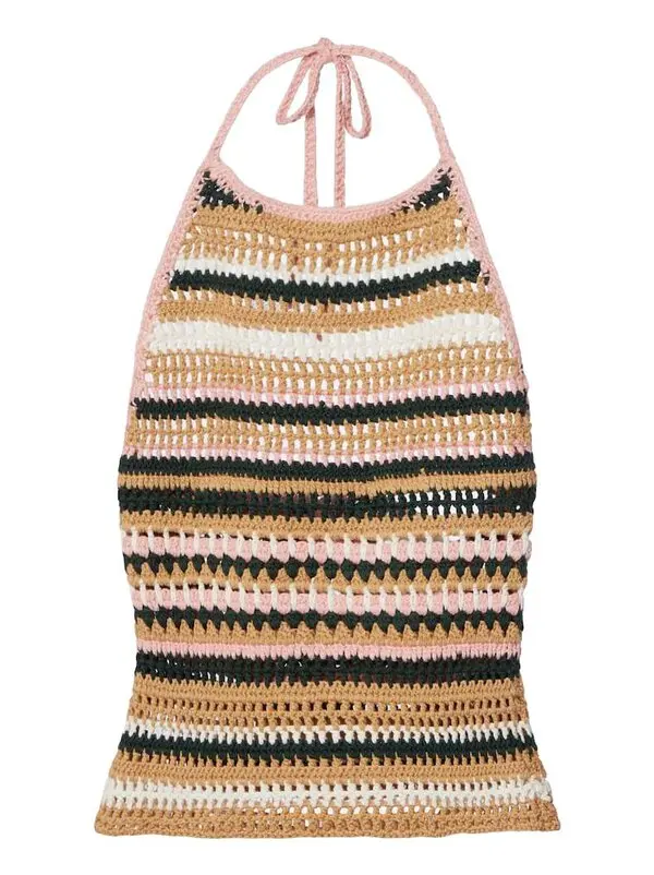 The Upside Crochet Halterneck Cotton Top - Multicoloured
