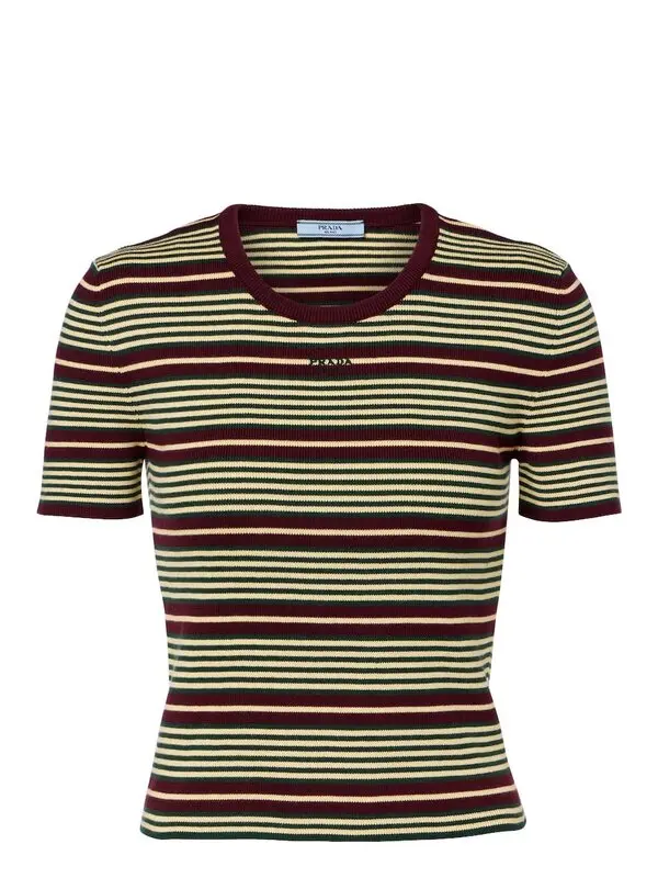 Prada Striped Cotton-blend T-shirt - Multicoloured