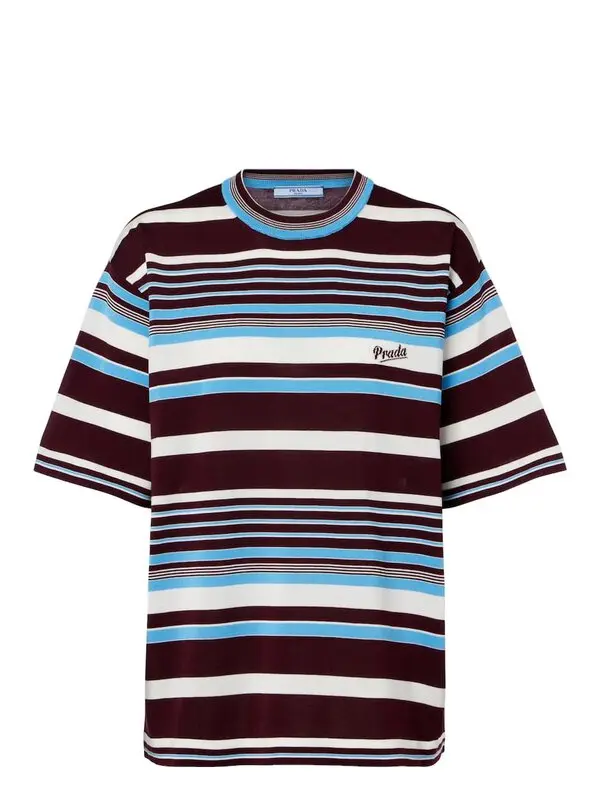 Prada Striped Cotton T-shirt - Multicoloured