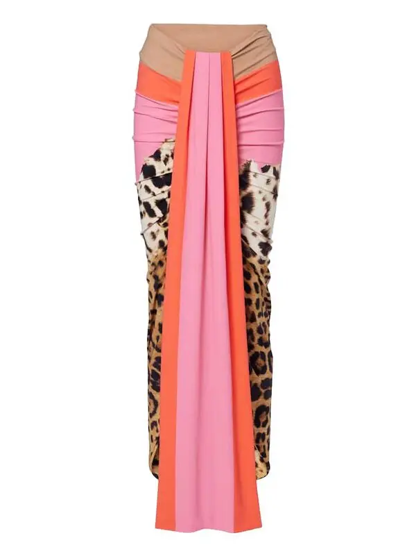 Roberto Cavalli Leopard-print Asymmetric Maxi Skirt - Multicoloured