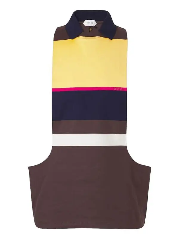 Versace Striped Cotton Tank Top - Multicoloured