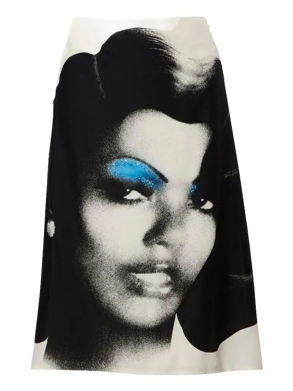 Versace Printed Silk Poplin Midi Skirt - Multicoloured