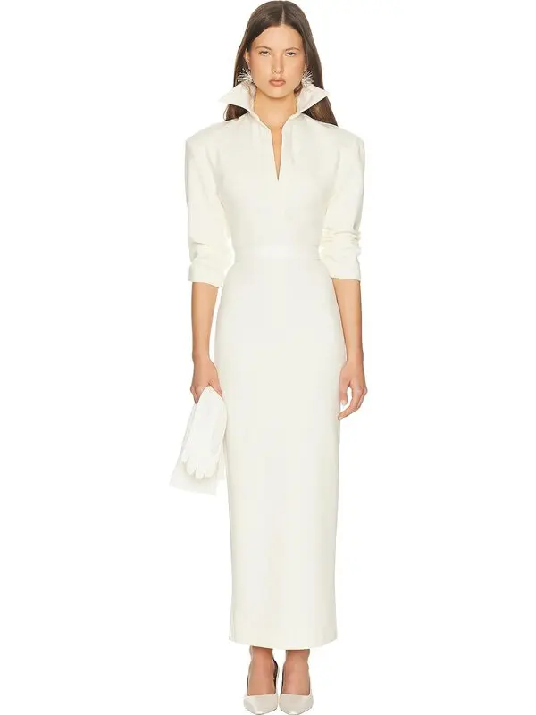 HELSA The Margaux Polo Dress In Thick Crepe - Ivory