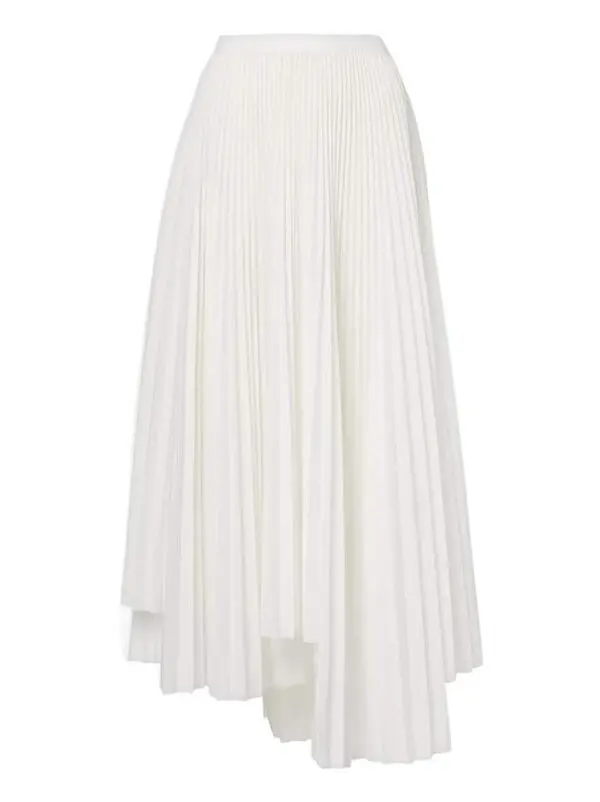 Plan C Plissé Asymmetric Maxi Skirt - White