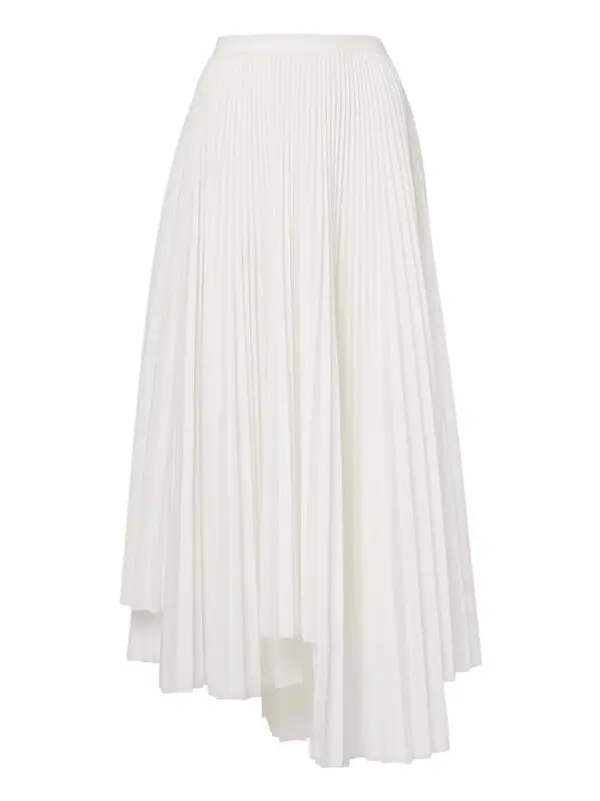 Plan C Plissé Asymmetric Maxi Skirt - White