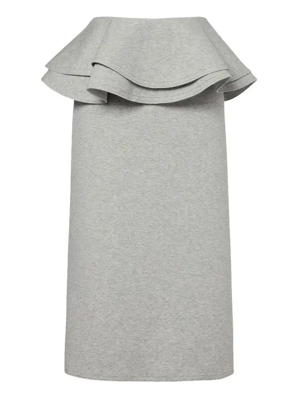 Plan C Ruffled Cotton-blend Midi Skirt - Grey