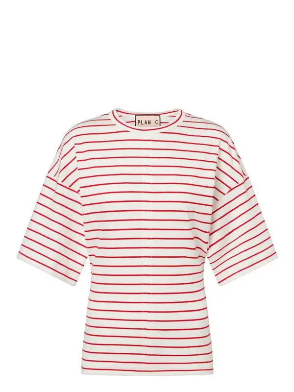 Plan C Striped Cotton Jersey T-shirt - White