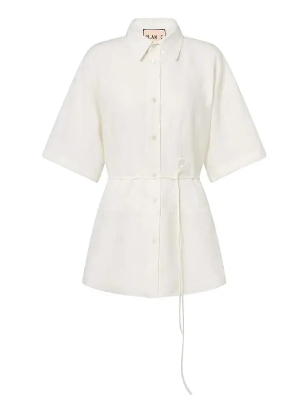Plan C Linen Button-up Shirt - White