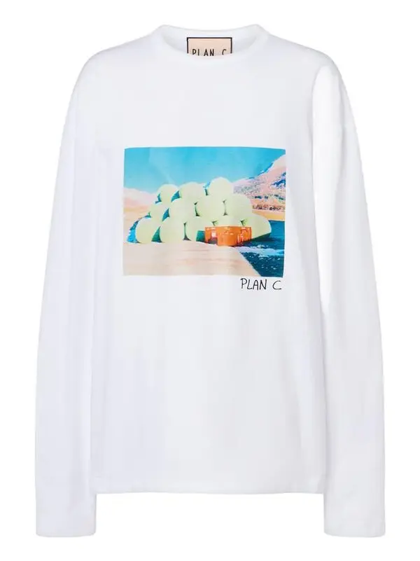 Plan C Printed Cotton Jersey T-shirt - White