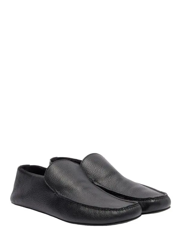 THE ROW Leo Shearling-lined Leather Loafers - Black