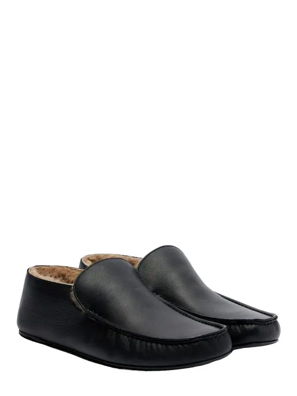 THE ROW Leo Shearling-lined Leather Loafers - Black
