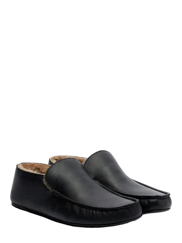 THE ROW Leo Shearling-lined Leather Loafers - Black